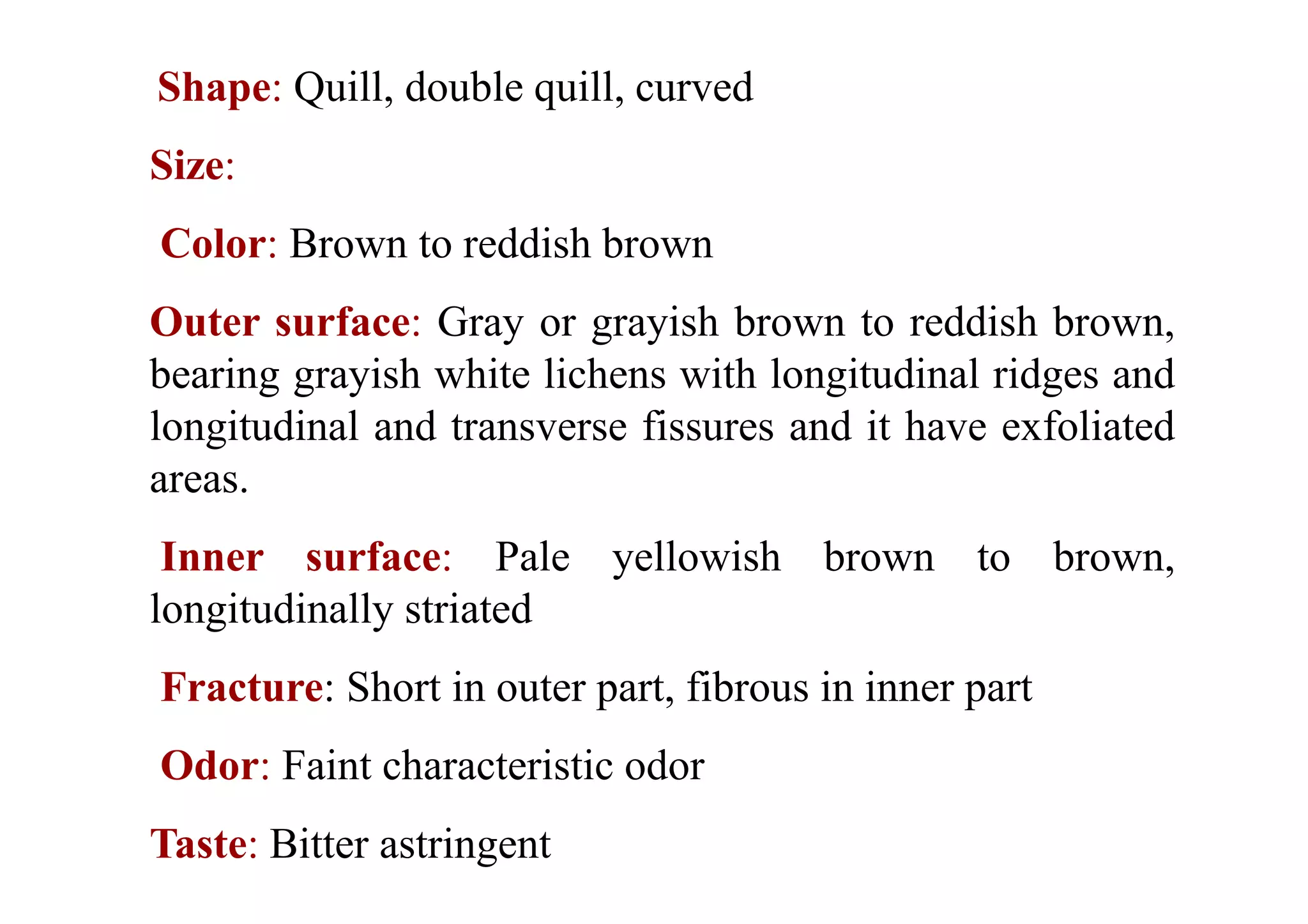 Scheme for description of Cinchona Bark | PDF