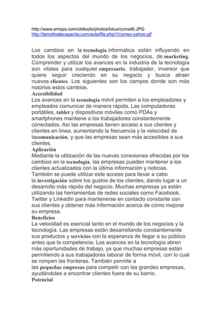 Cinco cambios tecnologicos importantes | DOCX