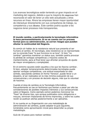 Cinco cambios tecnologicos importantes | DOCX