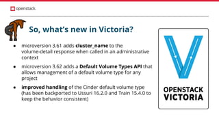 OpenStack Cinder - Victoria Release Update - 2020 | PDF