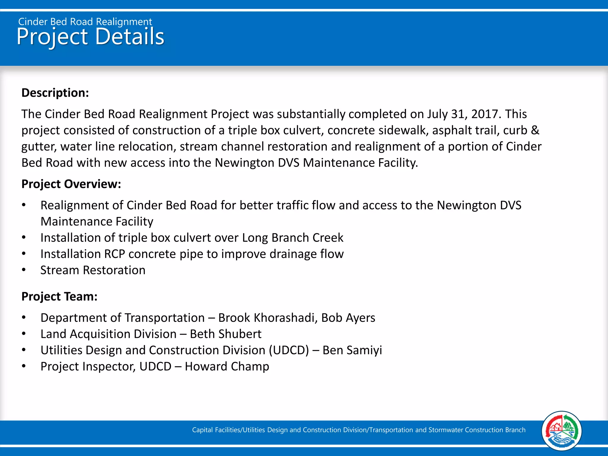 Cinder Bed Road Realignment | PPT