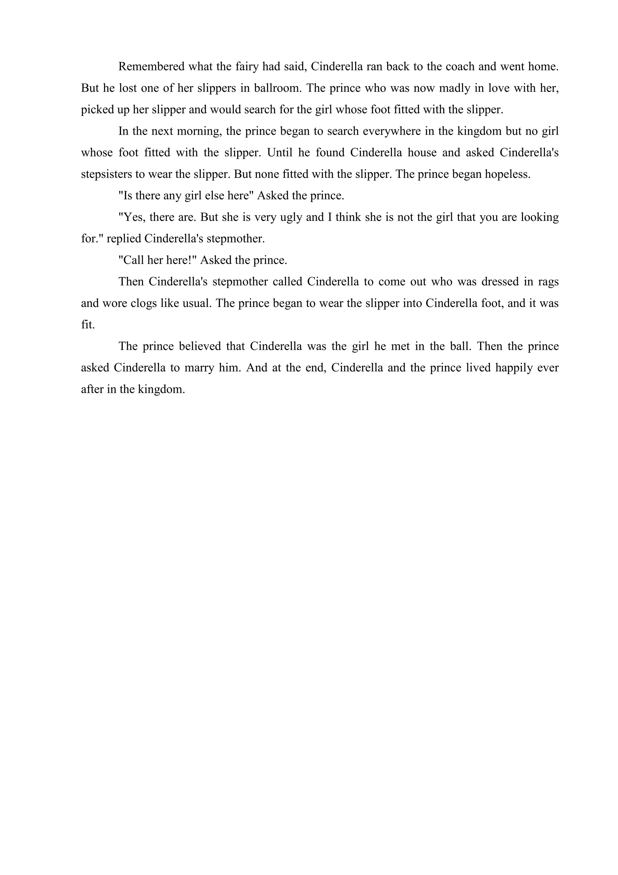 dongeng cerita bahasa inggris Narrative text Cinderella | DOCX