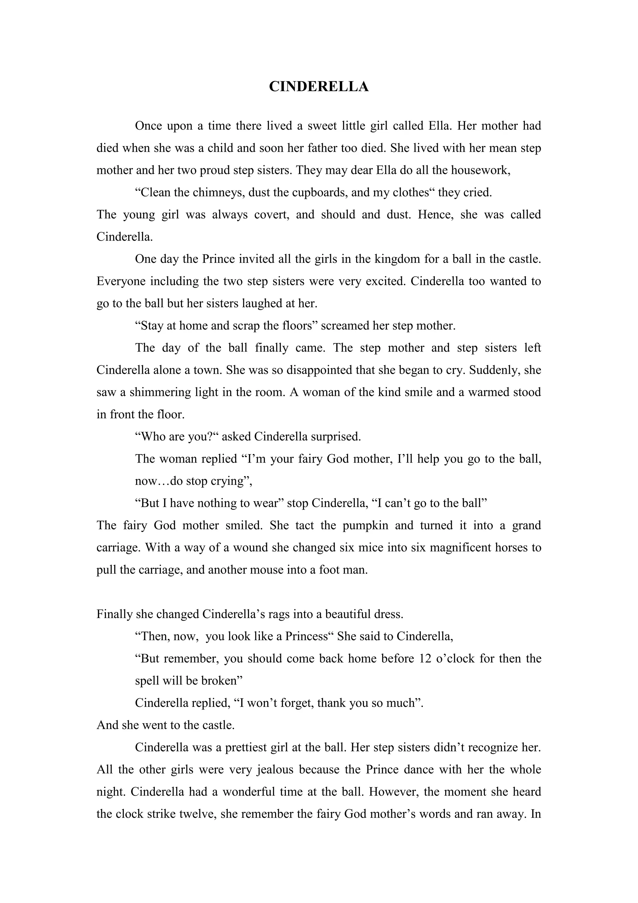 Cinderella (telling story) | DOCX