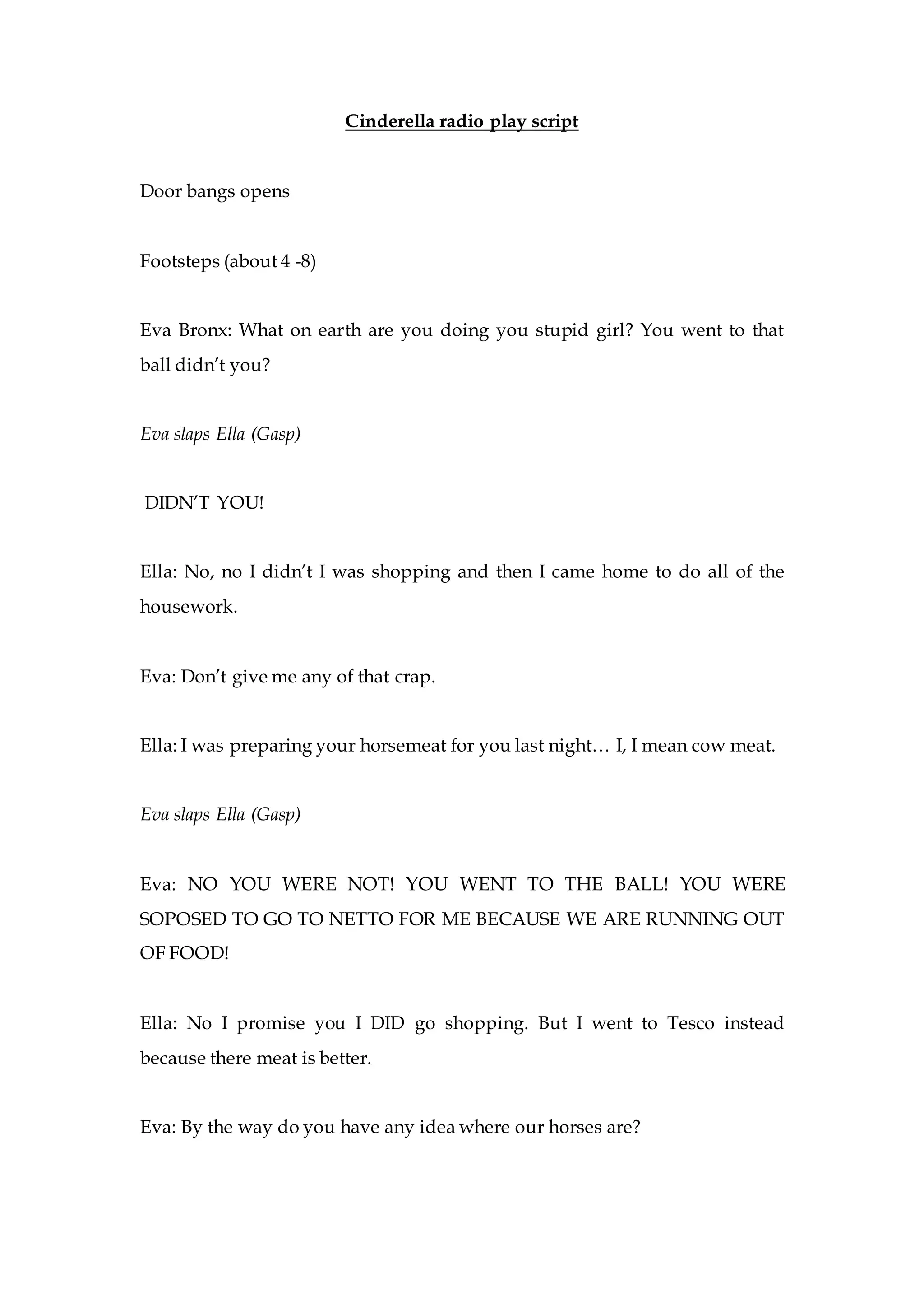 Cinderella radio play script shorter. | DOCX