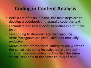 Qualitative Data Analysis I: Text Analysis | PPT