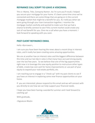 Cindy Ertman's REFI scripts and email template | PDF | Home Financing ...