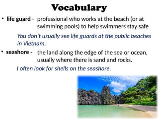 The Beach-topic for English practicing reading | PPT