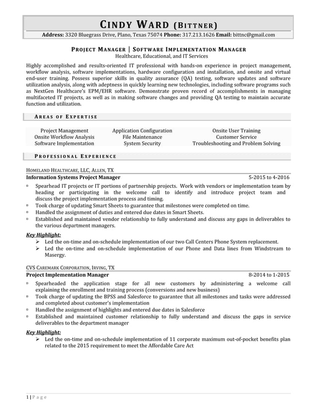 Cindy Ward - Resume | PDF