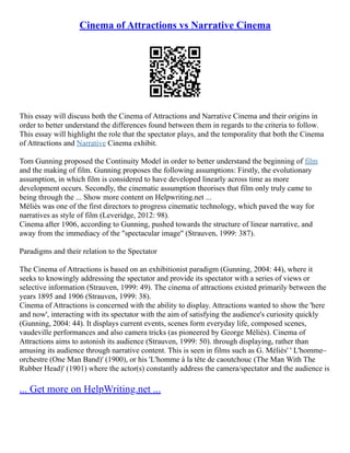 Cinema Of Attractions Vs Narrative Cinema | PDF