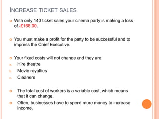 Cinema Party Budget Activity Two | PPTX