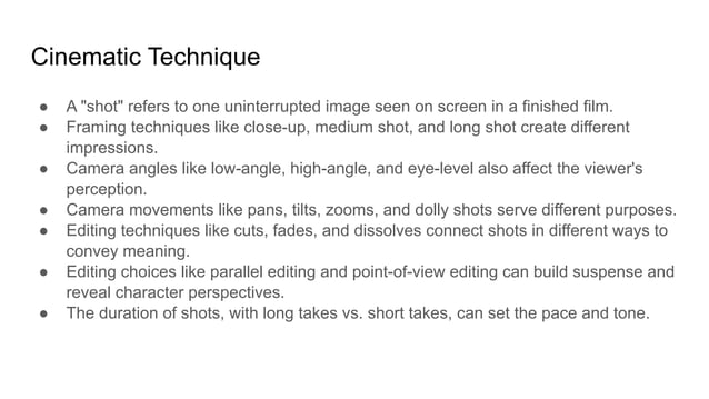 A Brief Explanation on Film Cinematic and Theatrical Elements | PPT