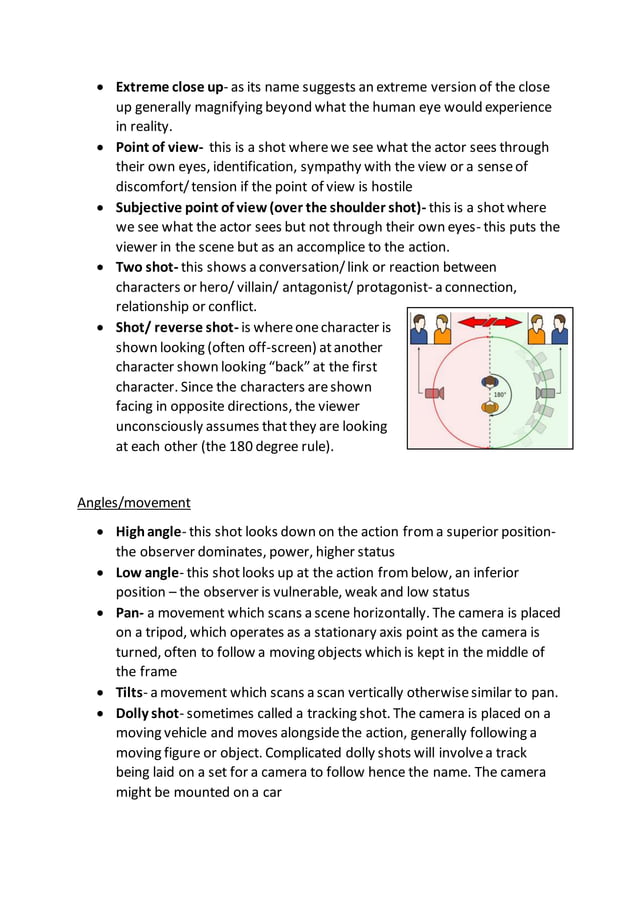 Cinematography (camera angles and shot types) | DOCX | Photography ...