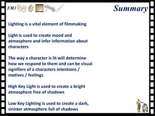 Cinematography lesson 4 - lighting | PPTX