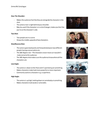 Cinematography - shot types | DOCX