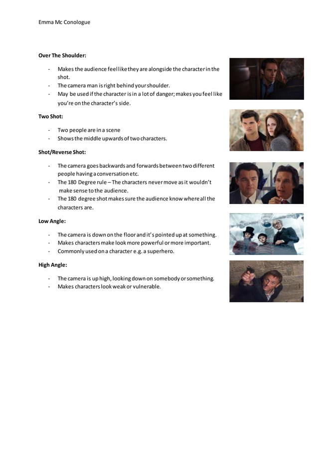 Cinematography - shot types | DOCX | Video Production | Content Production