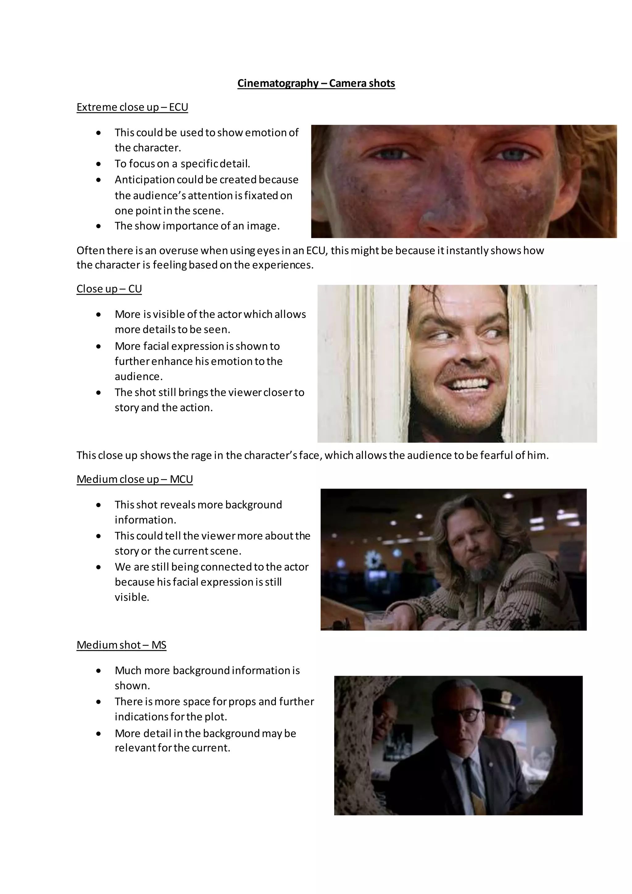 Cinematography shot types | PDF