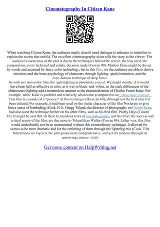 Cinematography Essay | PDF