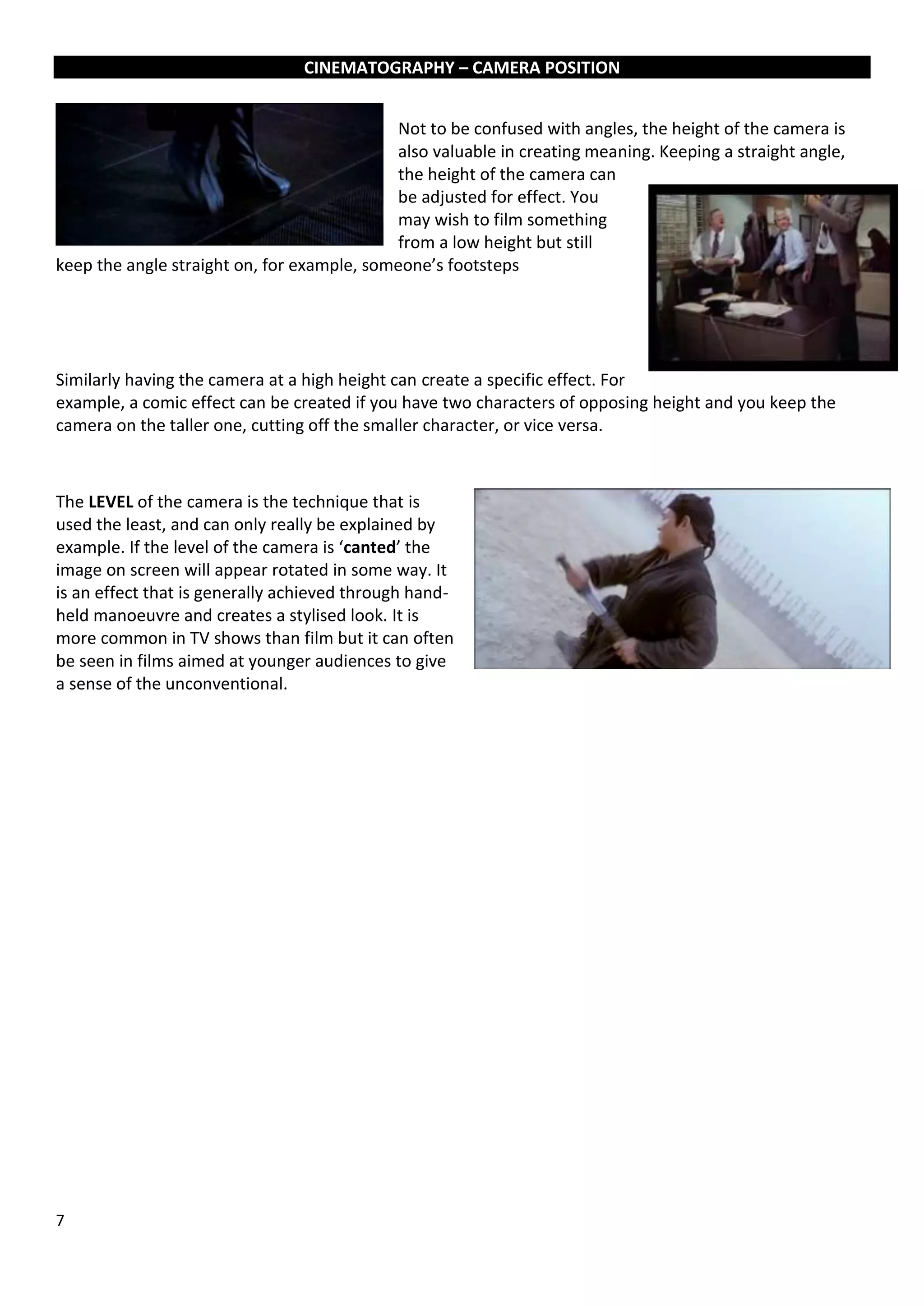 Cinematography handout lesson 2 | DOCX