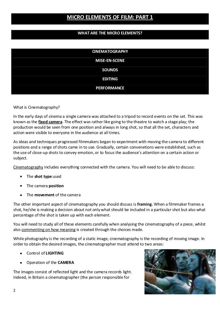 Cinematography handout lesson 2