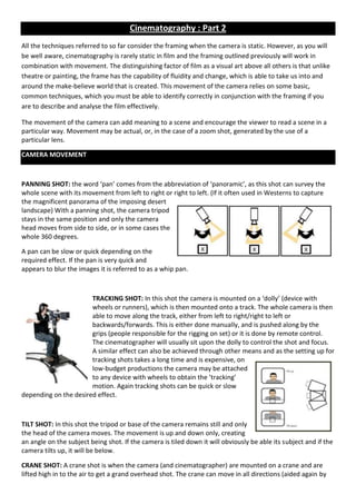 Cinematography handout lesson 4 | DOCX