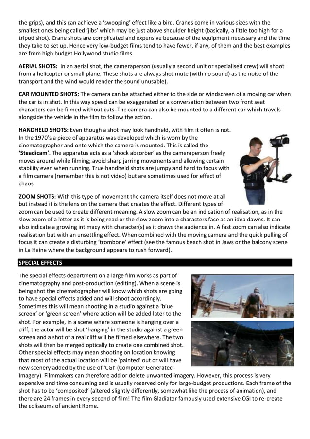 Cinematography handout lesson 4 | DOCX