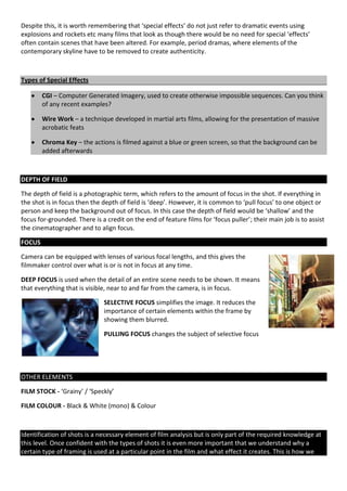 Cinematography handout lesson 4 | DOCX