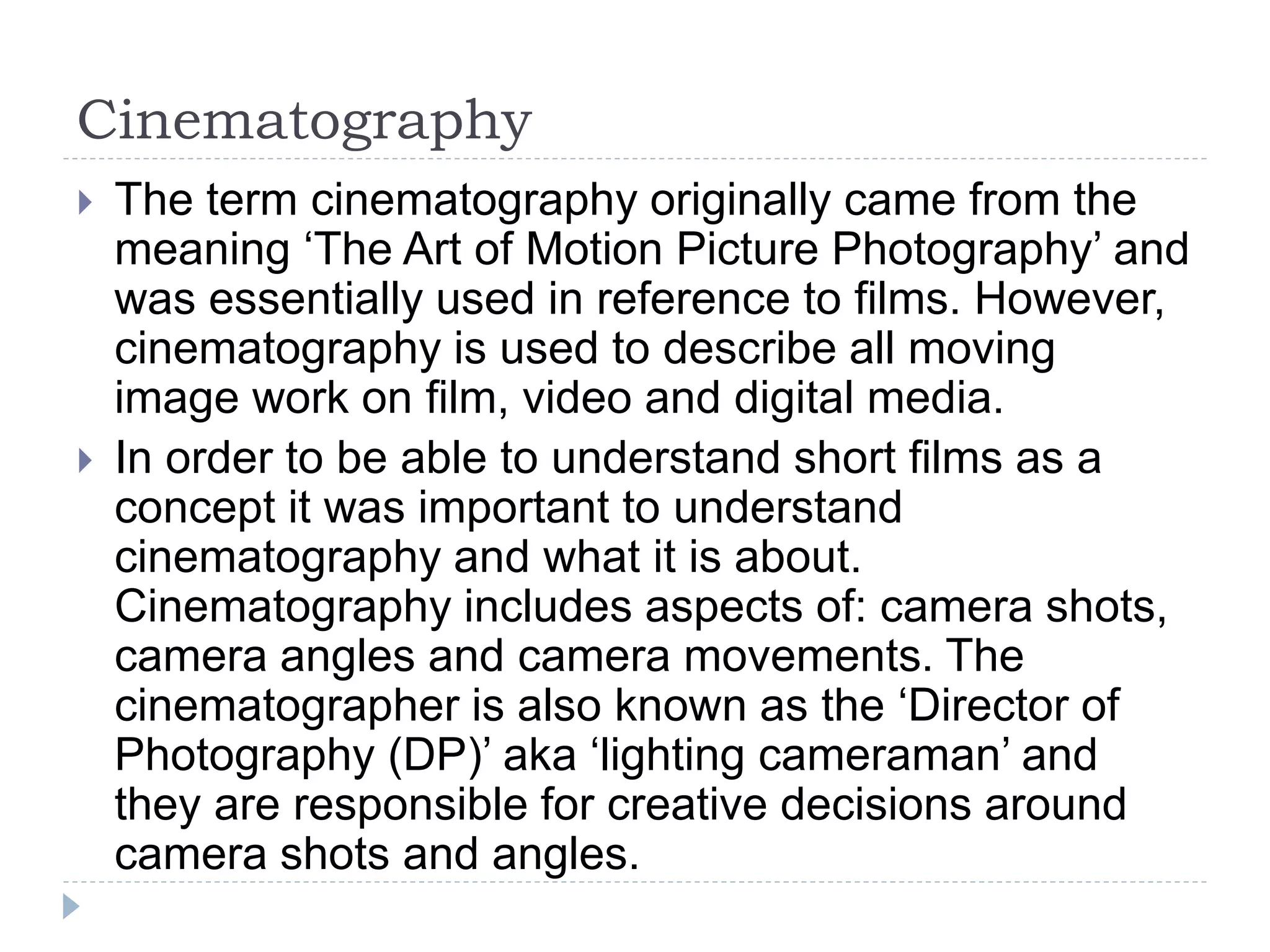 Cinematography powerpoint | PPT