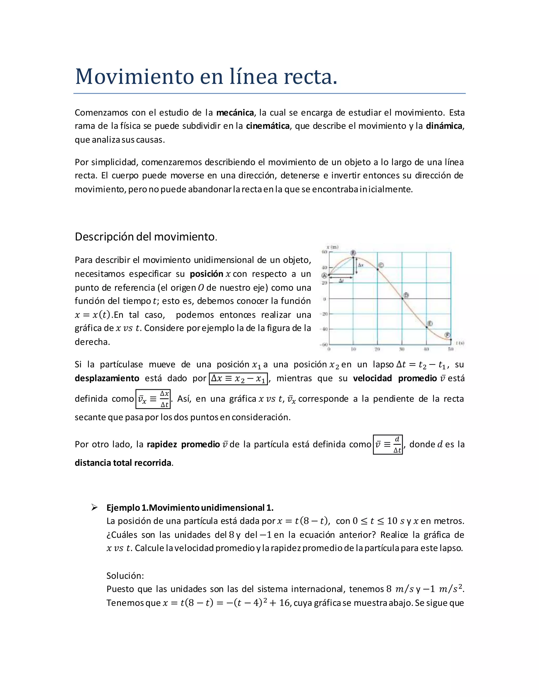 Cinemática 1 D | DOCX