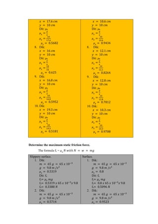 Cinetic and static friction styles | PDF | Physics | Science