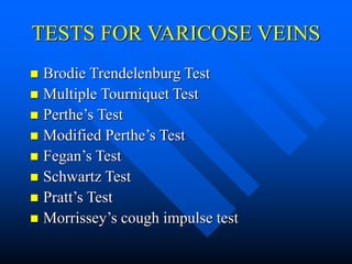 varicose veins- Cinical Features & Examination | PPT
