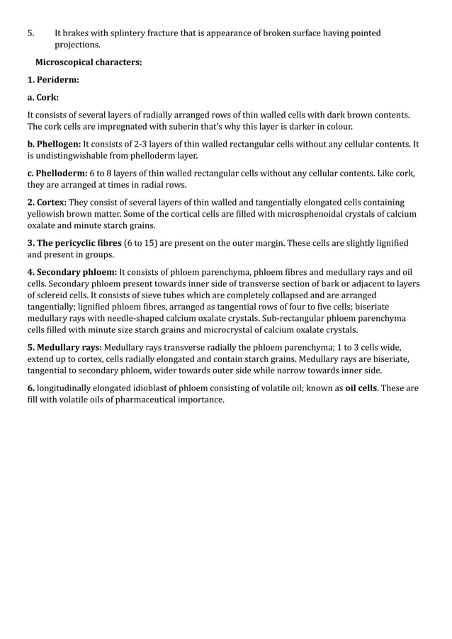 CINNAMON BARK microscopy.docx | Chemistry | Science