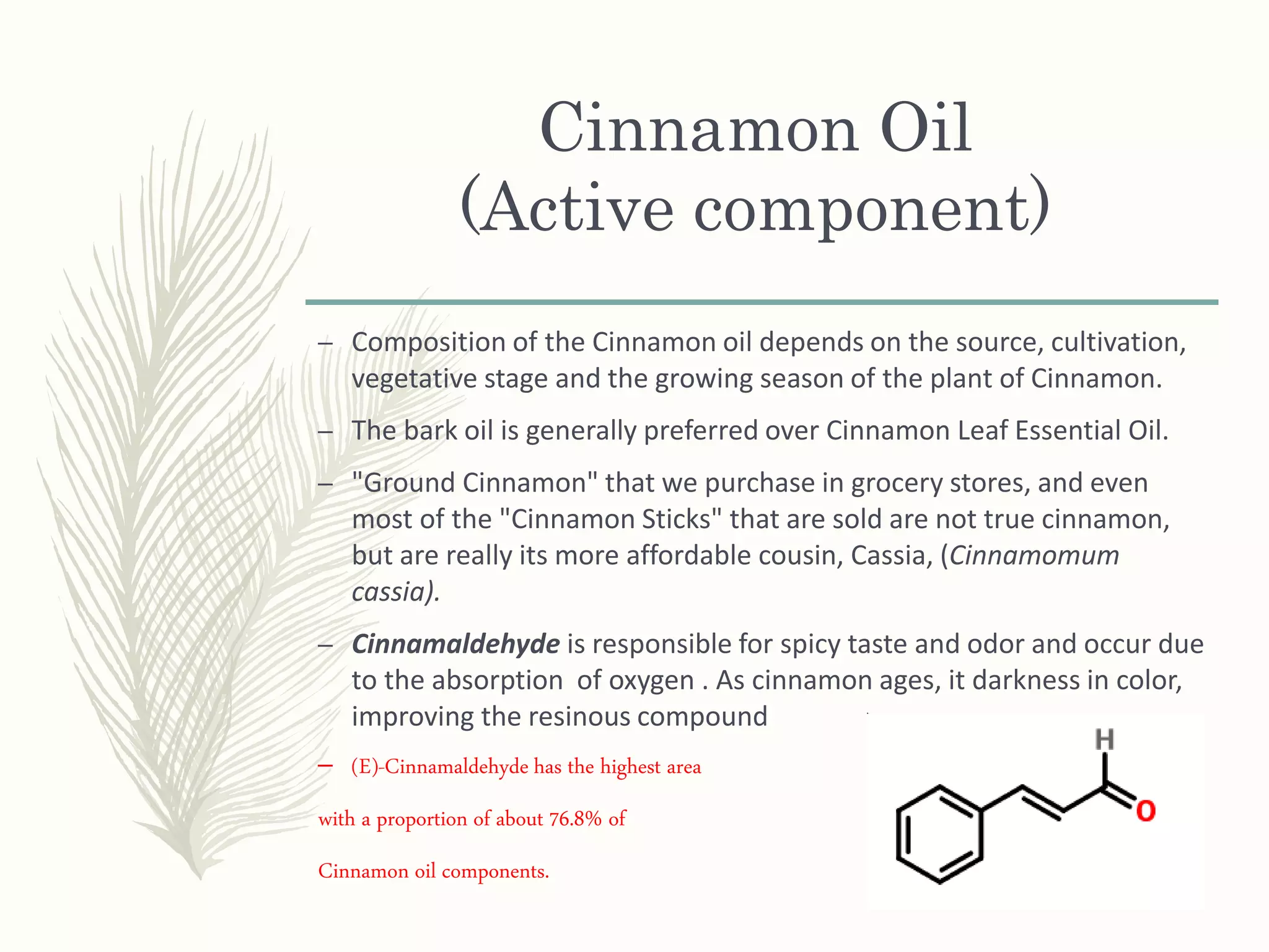 Cinnamon oil Chemistry | PPTX