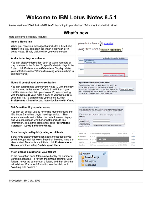 Welcome to IBM Lotus iNotes 8.5.1 | PDF