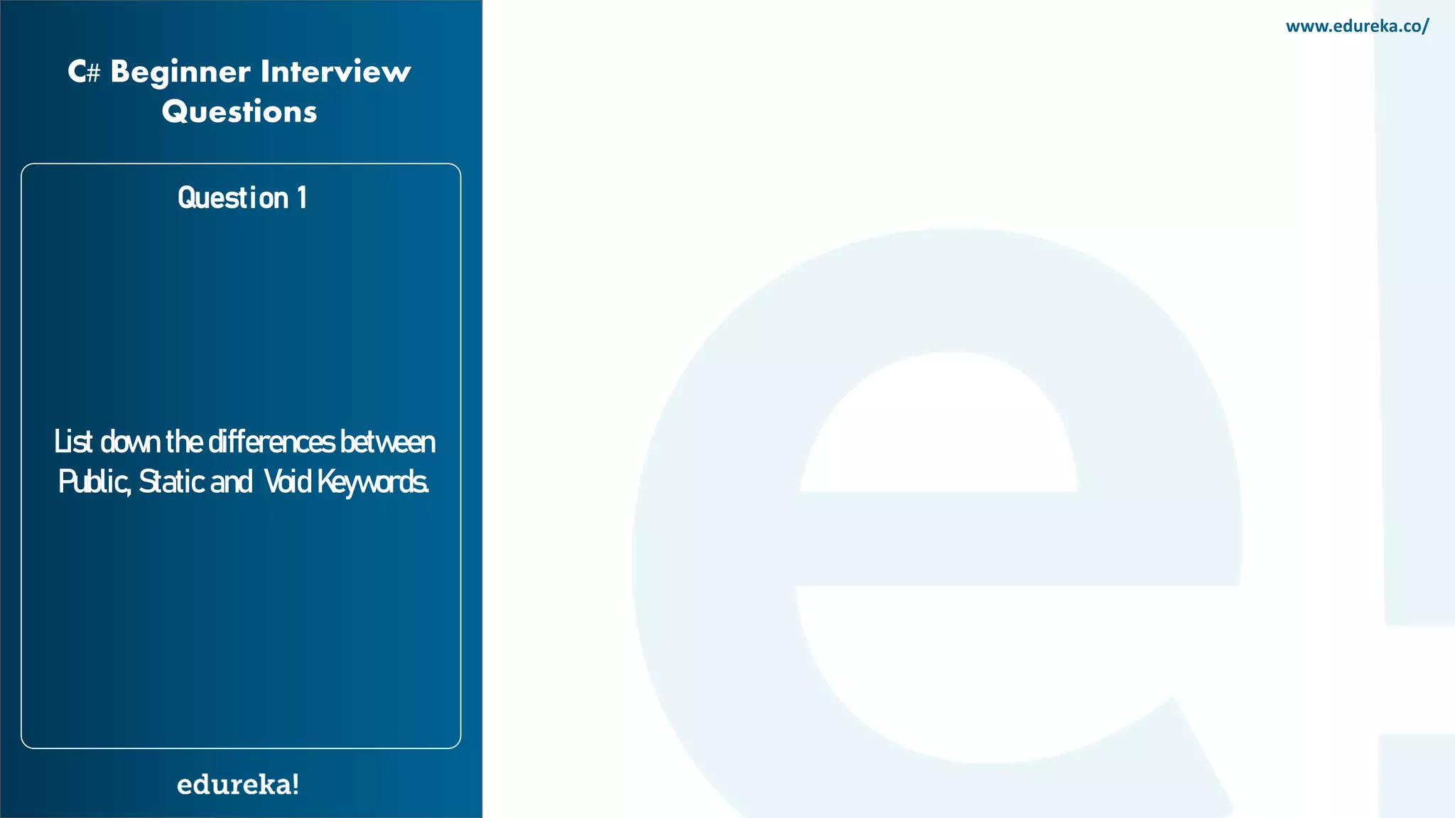 C# Interview Questions | Edureka | PPT