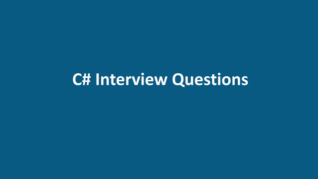 C# Interview Questions | Edureka | PPT