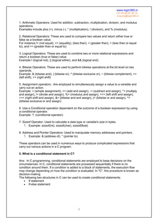 C Language Interview Questions: Data Types, Pointers, Data Structures, Memory Management | PDF