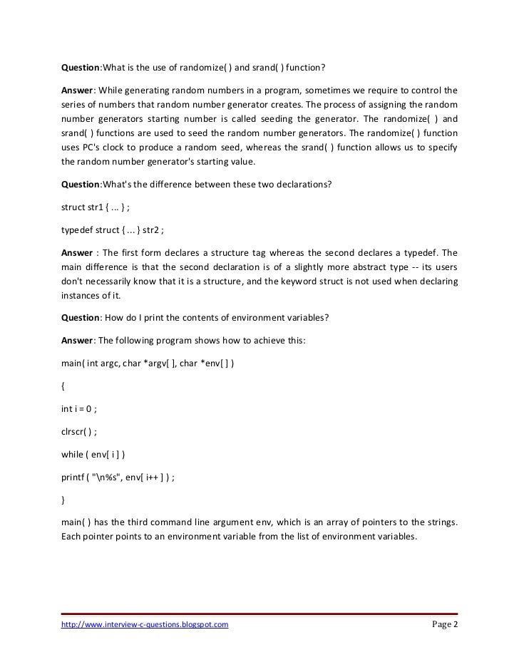 C interview questions for beginners