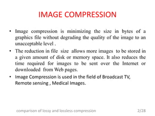 comparision of lossy and lossless image compression using various algorithm | PPT