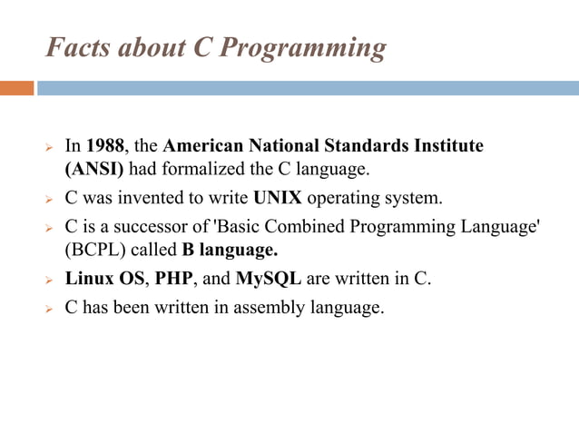 Introduction to C Programming Language | PPT