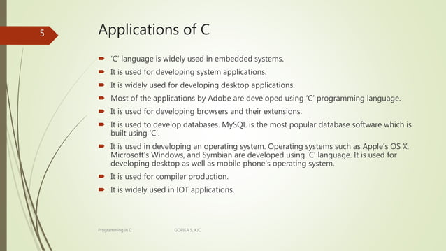 C Programming Language Introduction Ppt