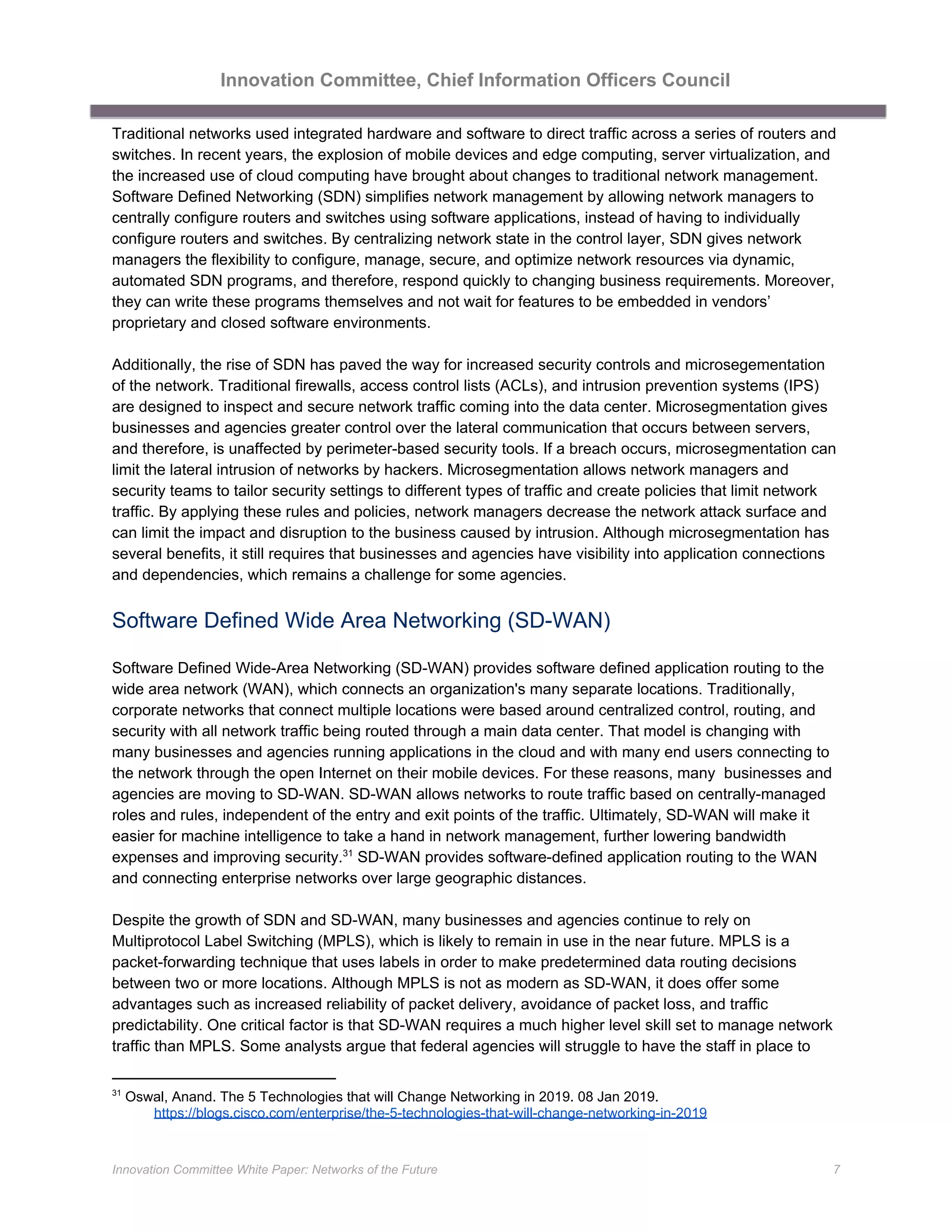 CIO Council's White Paper: Networks of the Future | PDF