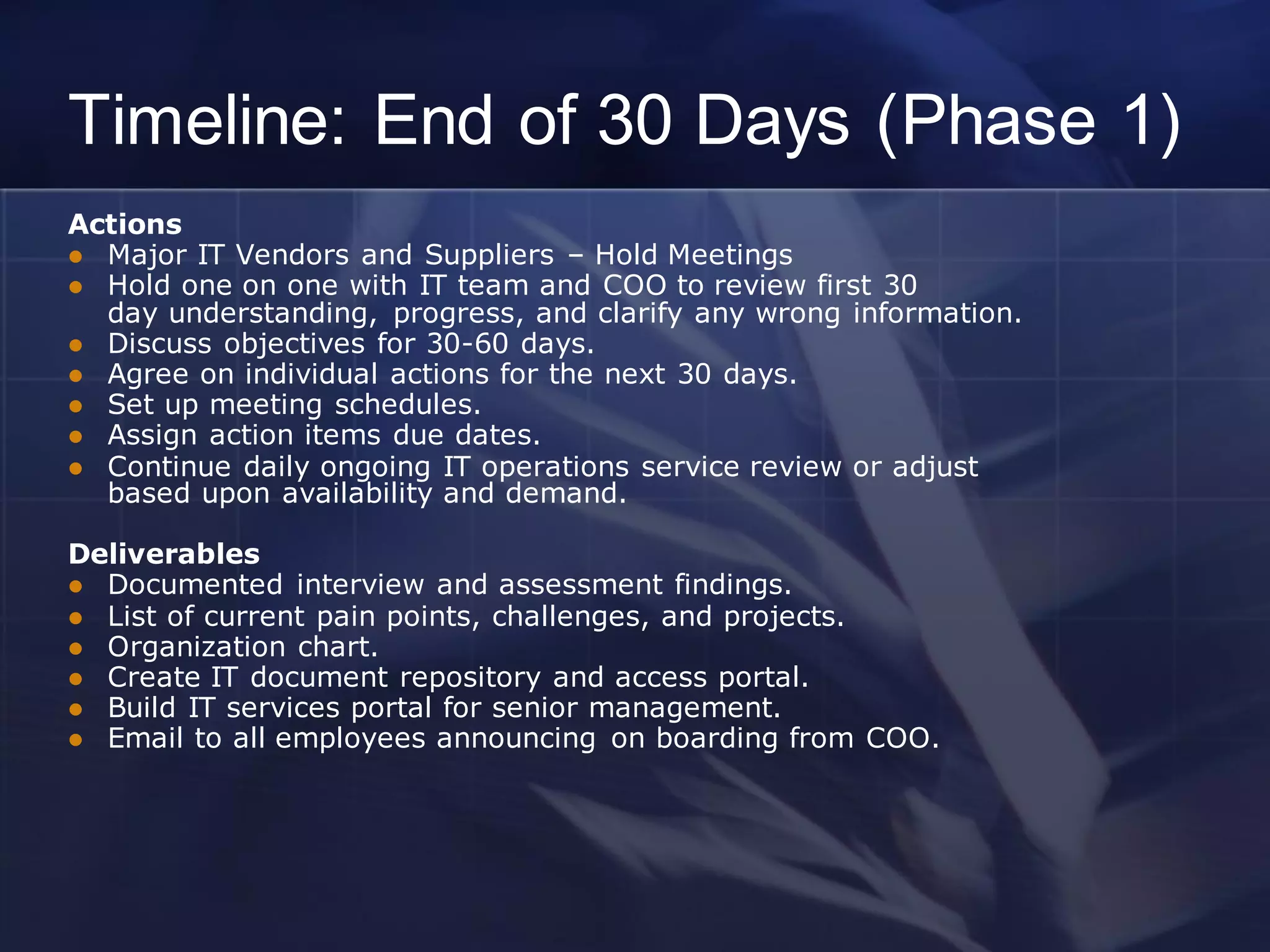 SMB CIO First 90 Days Plan Example | PDF