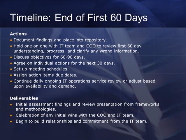 SMB CIO First 90 Days Plan Example | PDF | Human Resources | Business