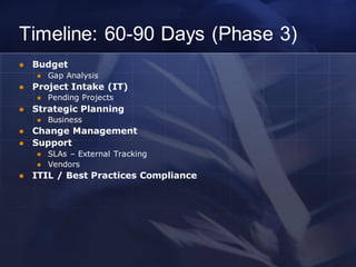 SMB CIO First 90 Days Plan Example | PDF