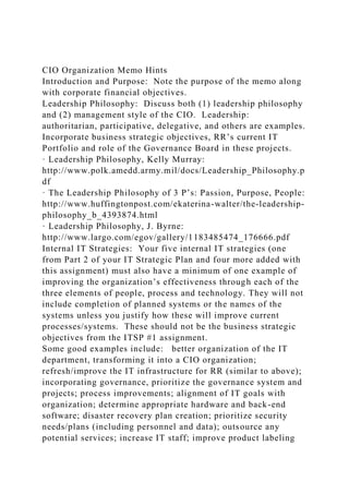 CIO Organization Memo HintsIntroduction and Purpose Note the p.docx