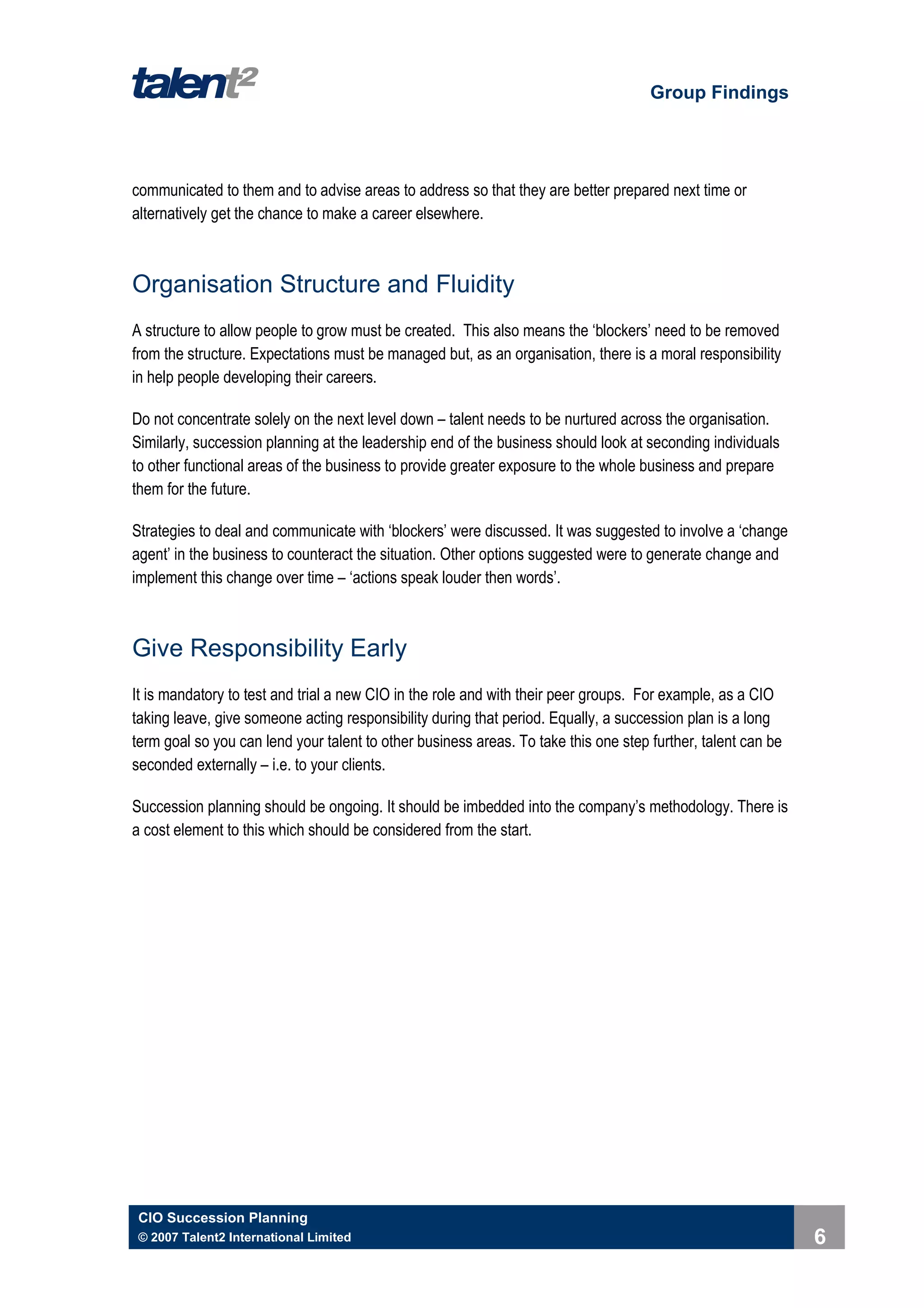 Cio Practice Succesion Planning | PDF