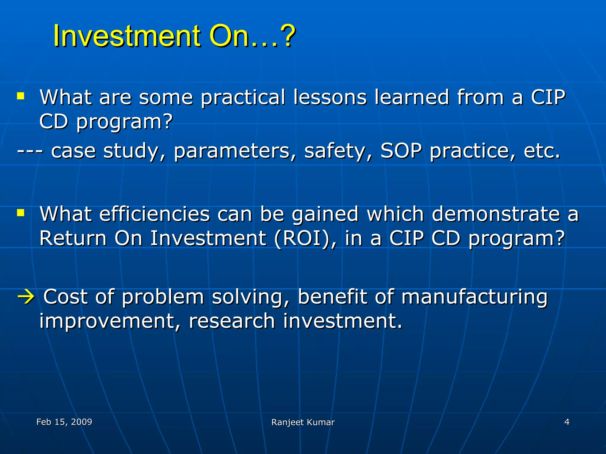 Clean In Place - Cycle Development | PPT