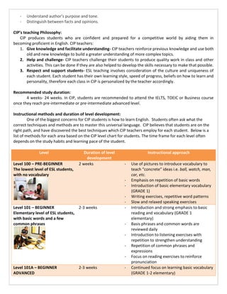 CIP - ESL courses information | PDF | Free Download