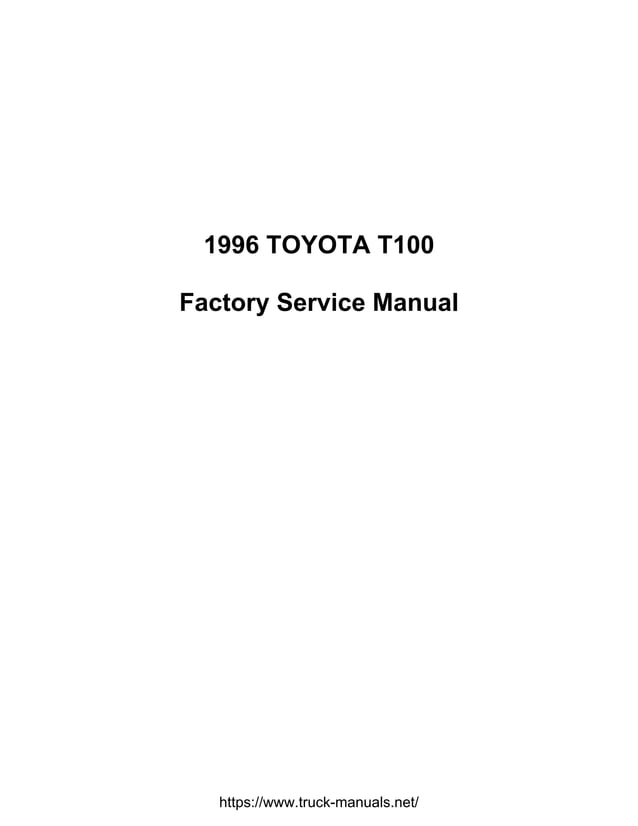 1996 TOYOTA T100 Factory Service Manual | PDF