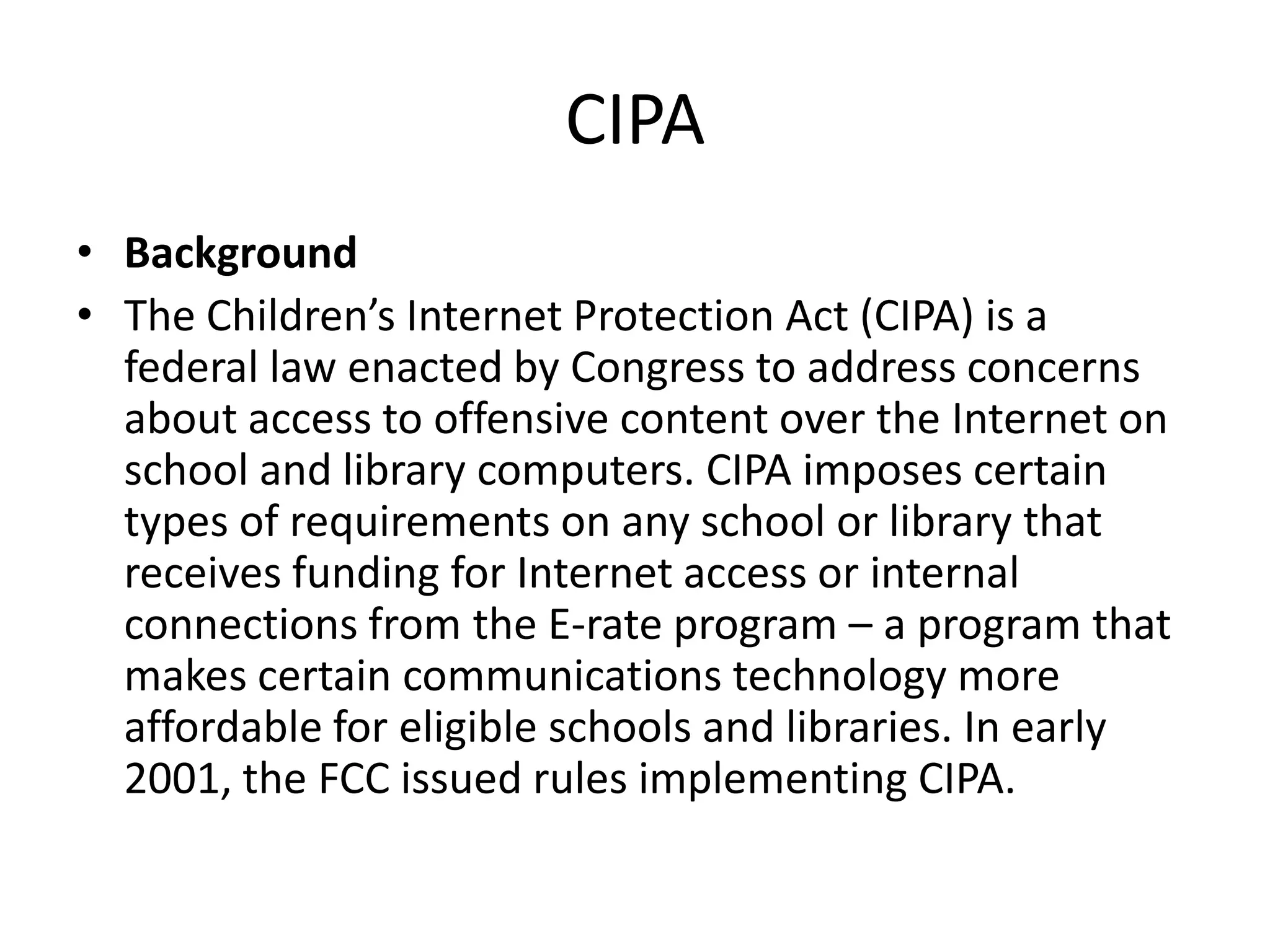 CIPA Children's Internet Protection Act | PPT